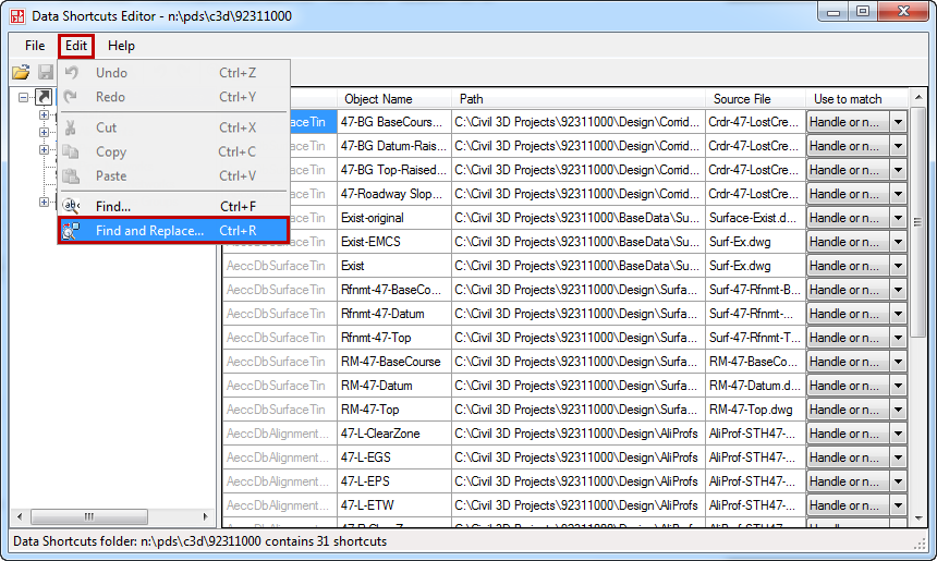 Moving Civil 3D project files, directories, and data shortcuts