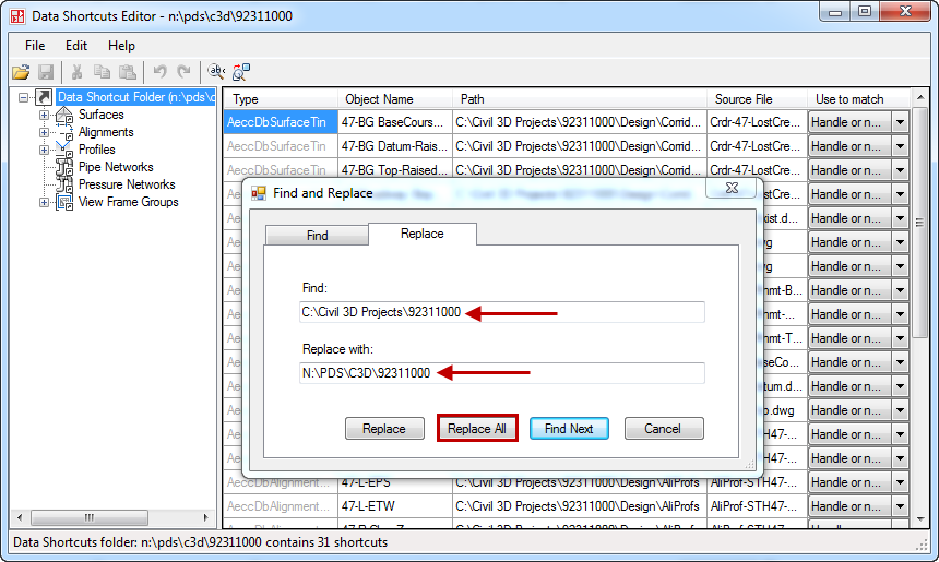 Moving Civil 3D project files, directories, and data shortcuts