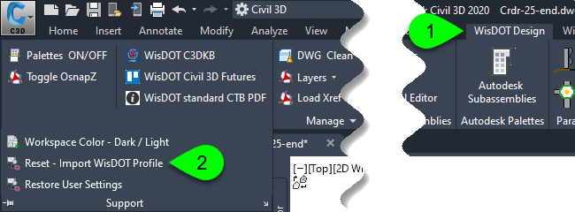 Update WisDOT Civil 3D desktop application