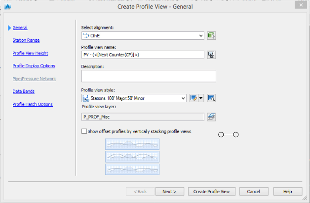 Create surface profile