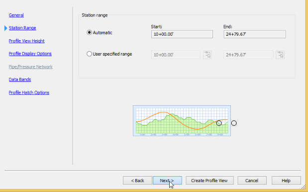 Create surface profile