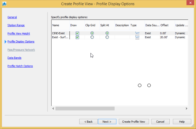 Create surface profile