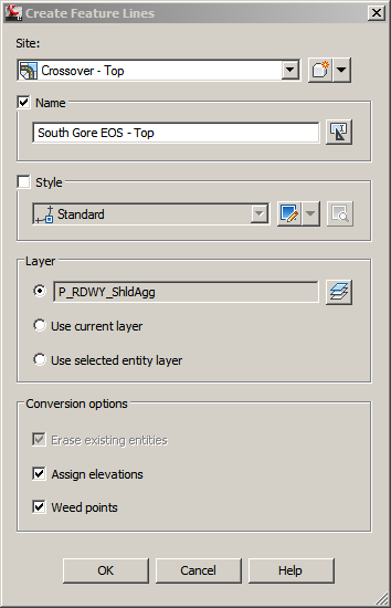 Traffic control crossovers: feature line-based