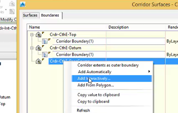 Create corridor surface