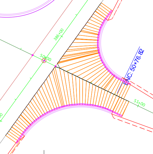 Rural intersection: curb return setup corridor