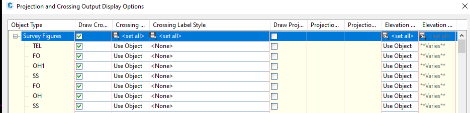 Project objects onto section views
